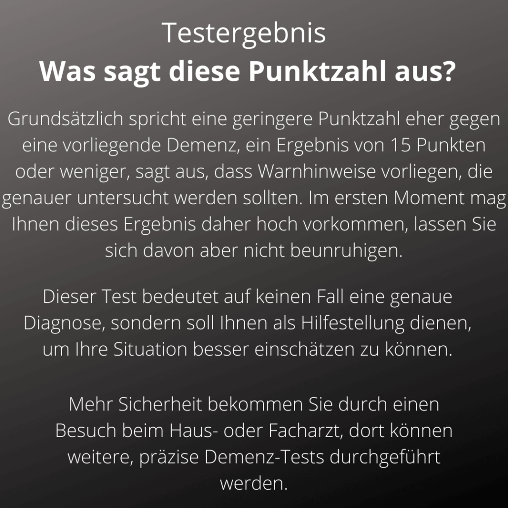 Demenz Test zur Selbsteinschätzung für pflegende Angehörige